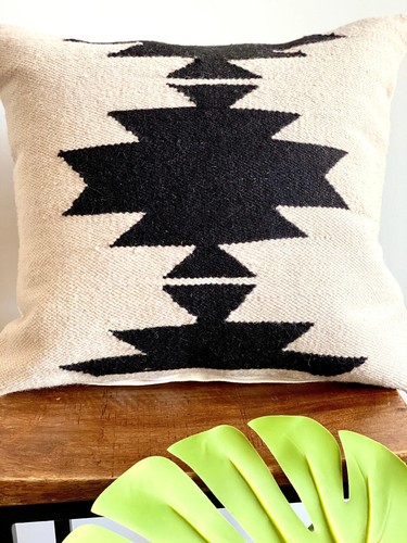 White Black Handmade Throw Pillow Cover Sofa Decor Wool Cushion Case ...