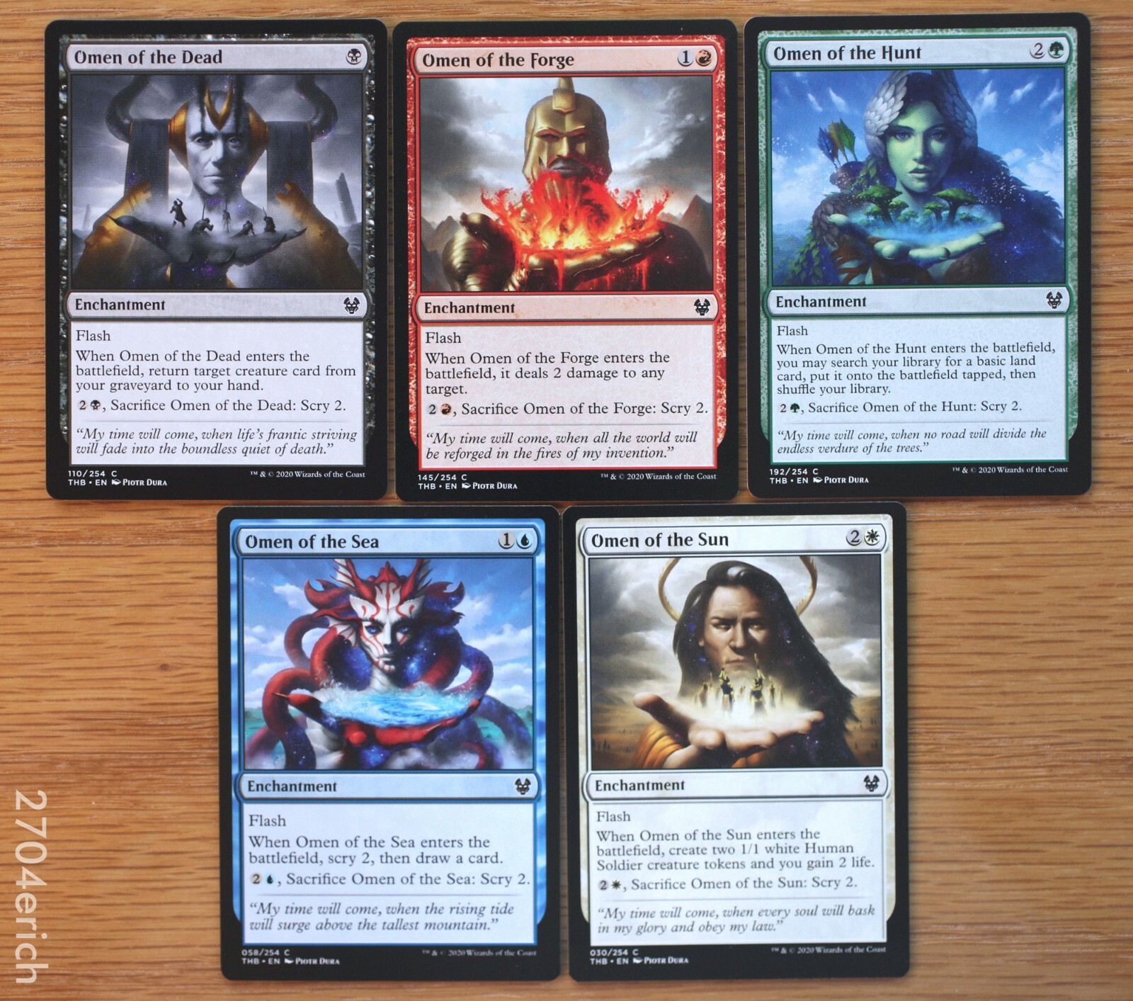 Set of 5 Omen of the Enchantments Set *Unplayed NM* Magic MTG Theros ...