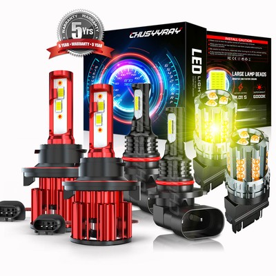 For Hummer H3 2006-2010 LED Headlight + Fog Light Bulbs+ Switchback ...