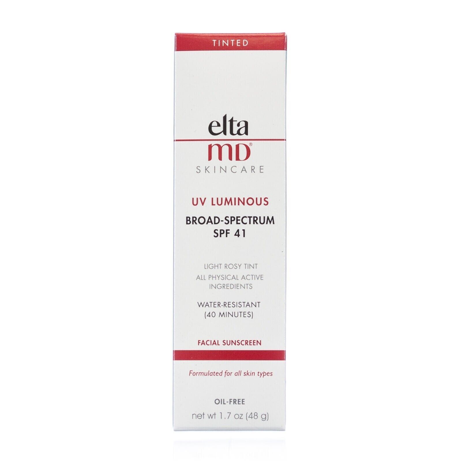 Elta MD Tinted UV Luminous Broad Spectrum SPF 41 1.7oz/48g EXPIRES 10/ ...