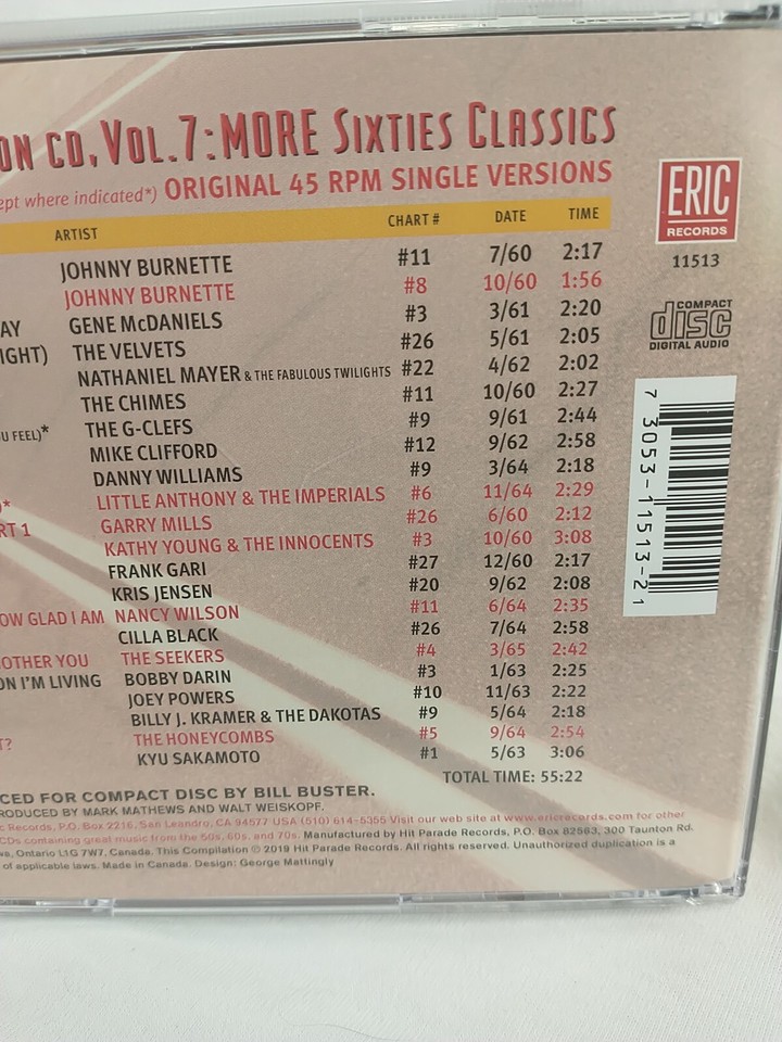 Hard-To-Find 45's On CD, Vol. 7: 60s Classics by Various Artists (CD, 2001) 730531151321| eBay