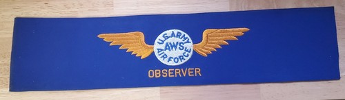 WW2 Military Armband USAAF Air Warning Service Observer Armband; 1944 ...