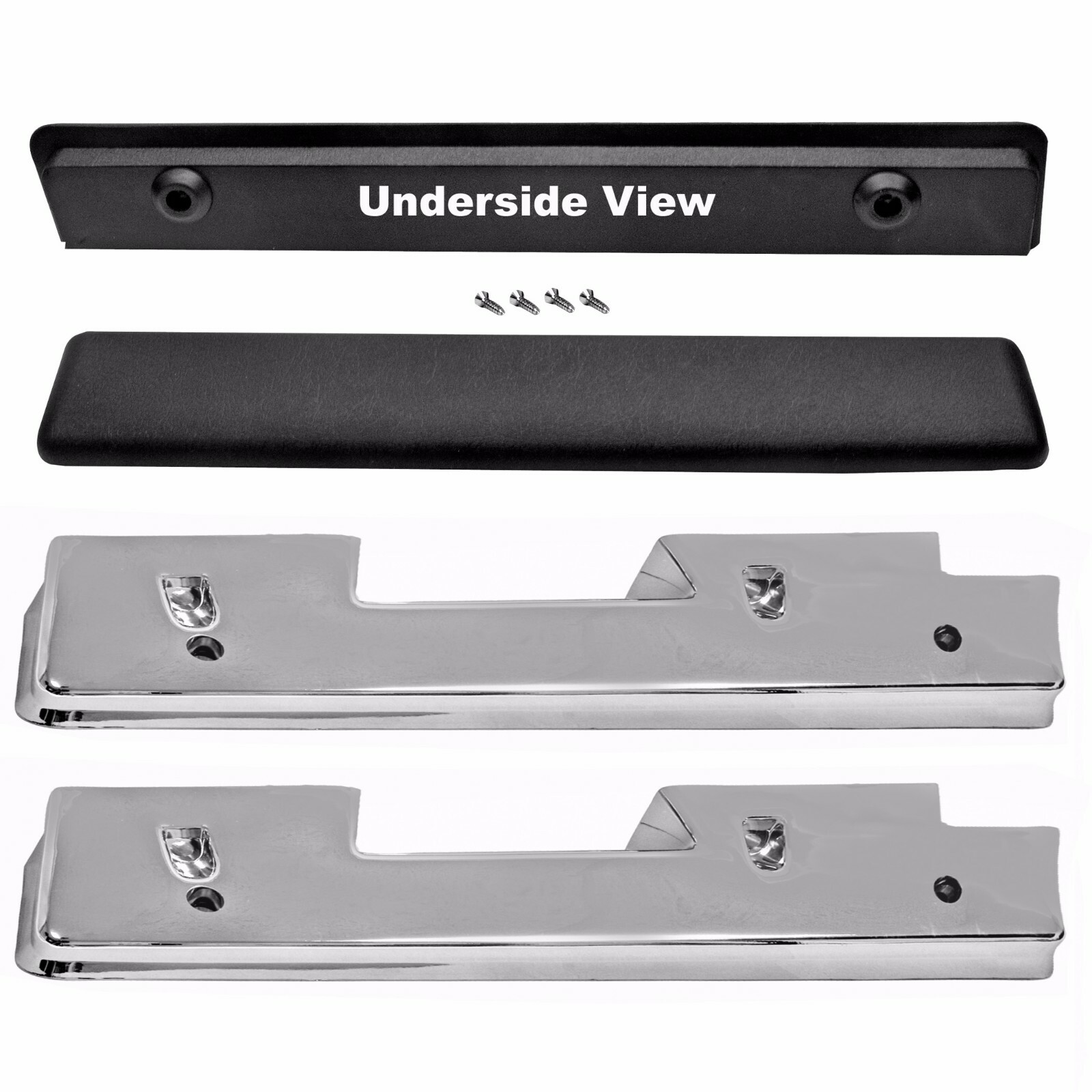 1962 1963 1964 Chevy Impala Door Arm Rest Chrome Bases & Pads Right ...