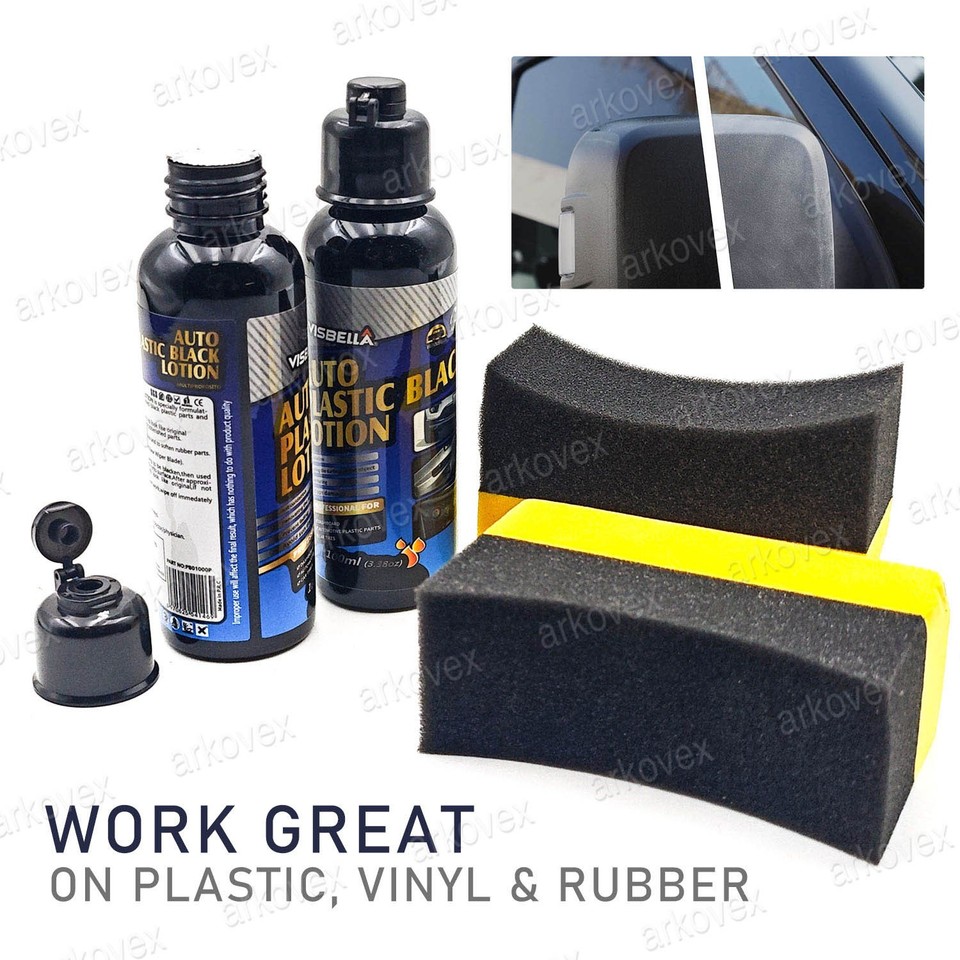 Black Trim Plastic Restorer 200ml Car Interior Exterior With Sponge ...