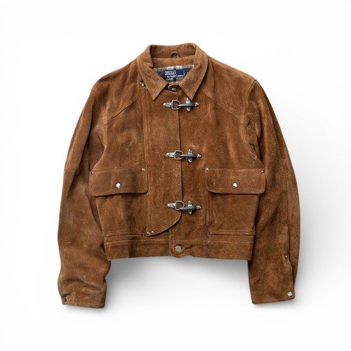Polo Ralph Lauren Fireman Jacket Clasp Suede Leather Cinch Buckle Back ...