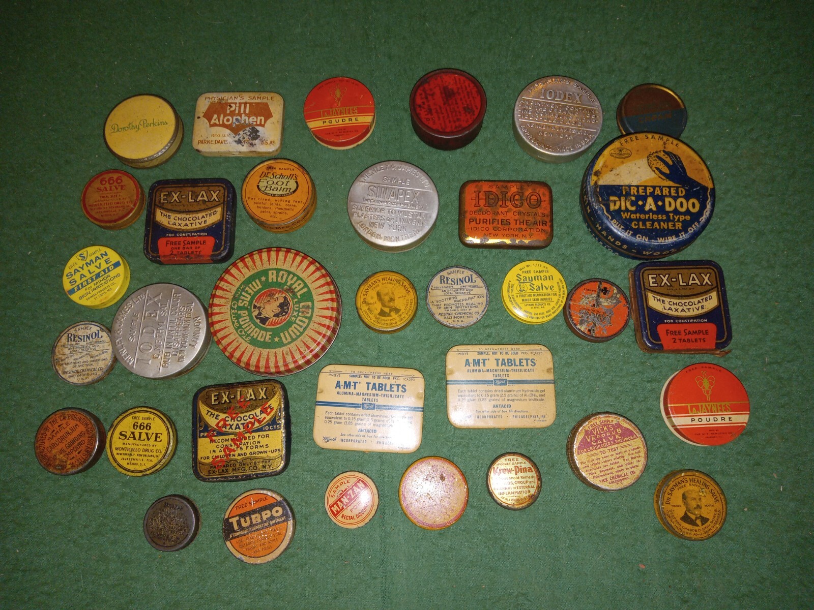 Lot of 34 Vintage SAMPLE Product Medicine Tins Salve Ex-Lax Tablets ...