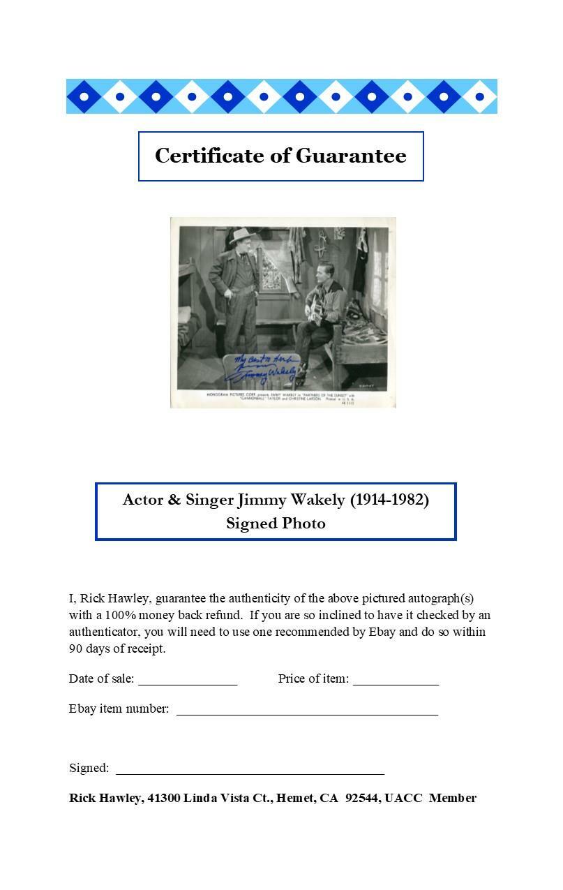 Jimmy Wakely Autograph Singing Cowboy Western Movie Actor Signed Photo ...