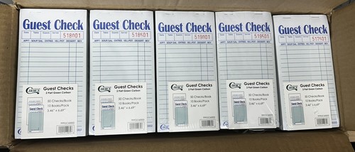 Guest Check Books for Servers, 5 Packs of 10 Books, 50 Checks/Book ...