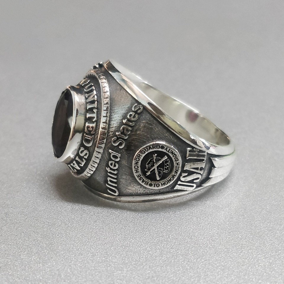 Genuine Garnet Ring - US Air Force Ring - USAF Ring - 925 Sterling ...