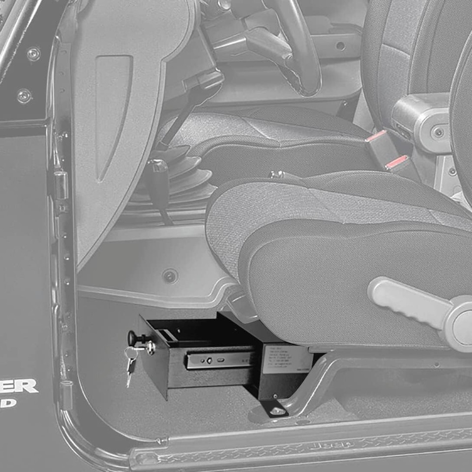 2007-2018 Jeep JK 4x4 Locking Under Seat Storage Lock Box Security Box ...