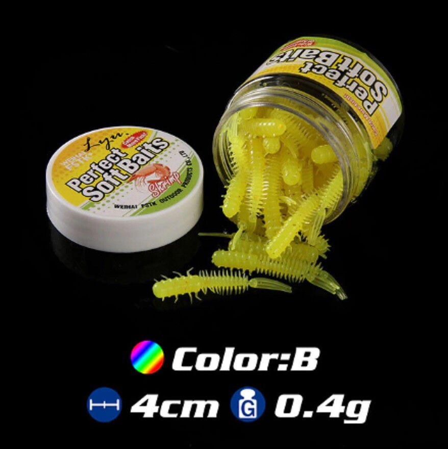 50Pcs Silicone worm soft fishing lure 4cm 0.4g Artificial rubber ...