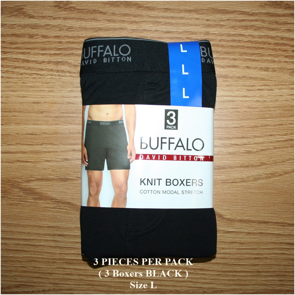 BUFFALO DAVID BITTON, Men's Underwear, KNIT BOXERS, 3 Piece/Pack, New ...