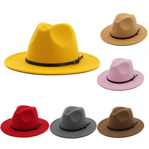 Men Hat Wide Brim Wear Resistant Solid Color Fedora Hat Multi Colors | eBay