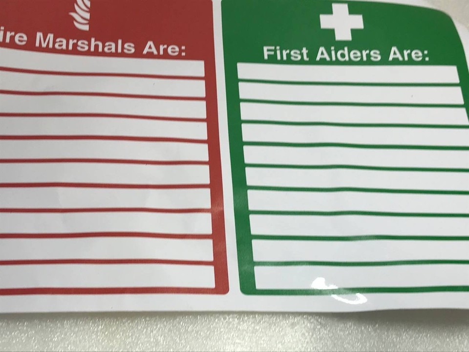 V Safety,Green,Red,13046BA-S Fire Marshals/First Aiders Sign ...