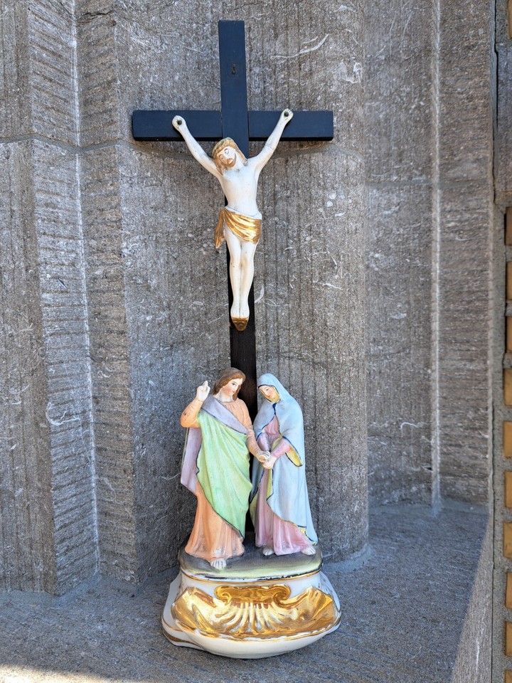 Antique Standing Porcelain Bisque Mary Magdalena Jesus Calvary Holy ...