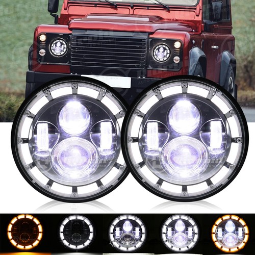 7" LED Headlights Hi/Lo Sealed Beam DRL For Land Rover Defender 90 110 ...