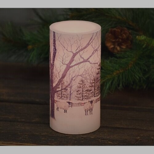 NEW Billy Jacobs PILLAR CANDLE HEARD THE BELLS ON CHRISTMAS DAY TIMER ...