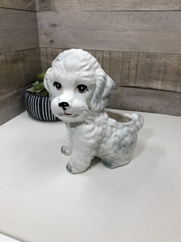 Poodle Dog ceramic planter white vintage mid century Inarco Japan | eBay
