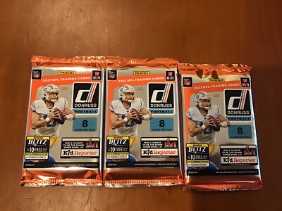 Lot Of 3 Packs 2021 NFL FOOTBALL DONRUSS Retail 8 Cards Per Pack New RC ...