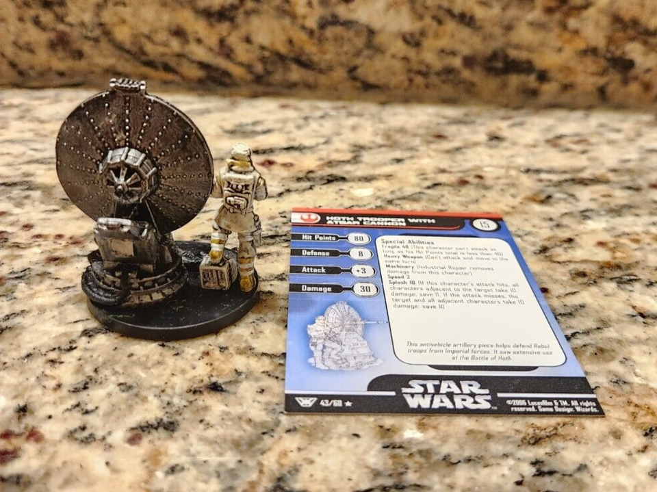 WOTC Star Wars Miniatures - Hoth Trooper With ATGAR Cannon #43 Rare w ...