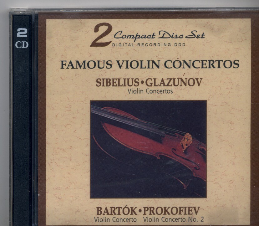 FAMOUS VIOLIN CONCERTOS VOL 1, 2-CDS, SIBELIUS, GLAZUNOV, BARTOK ...