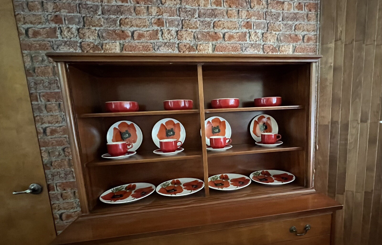 HTF Vera Neumann Mikasa Red Poppy Rare Find Service for 8 Japan Post ...