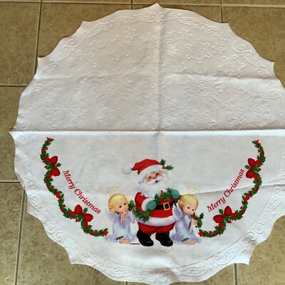 Vintage Morehead Felt Embossed Tree Skirt Uncut 34" Santa & Angels ...