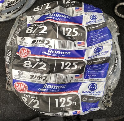 28893602 8/2 Non-Metallic Romex Sheathed Cable W/ Ground Copper 125 Ft ...