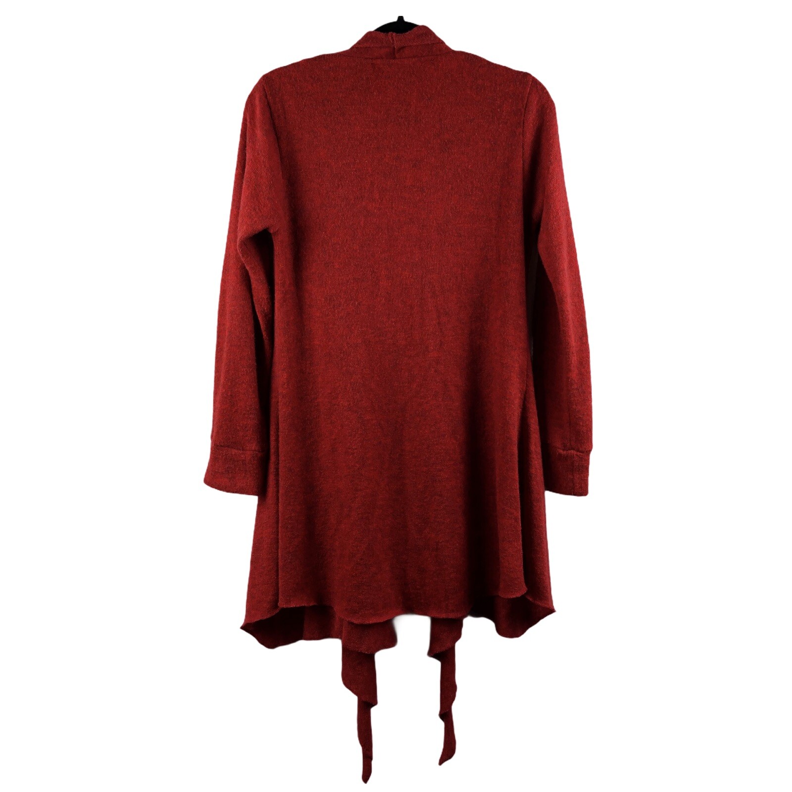 Red Tunic Sweater Open front Cardigan M/L Asymmetrical Trapeze ...
