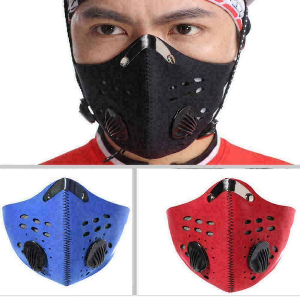 Washable Cycling Face Mask With Active Carbon Filter Breathing Valves ...