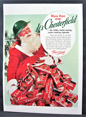 Vintage Chesterfield Cigarettes Magazine Ad Full Pg WWII Santa ...
