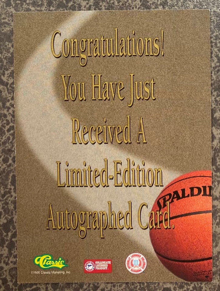 Cory Alexander 1995 Classic 5 Sport AUTOGRAPH Virginia Cavaliers AUTO ...