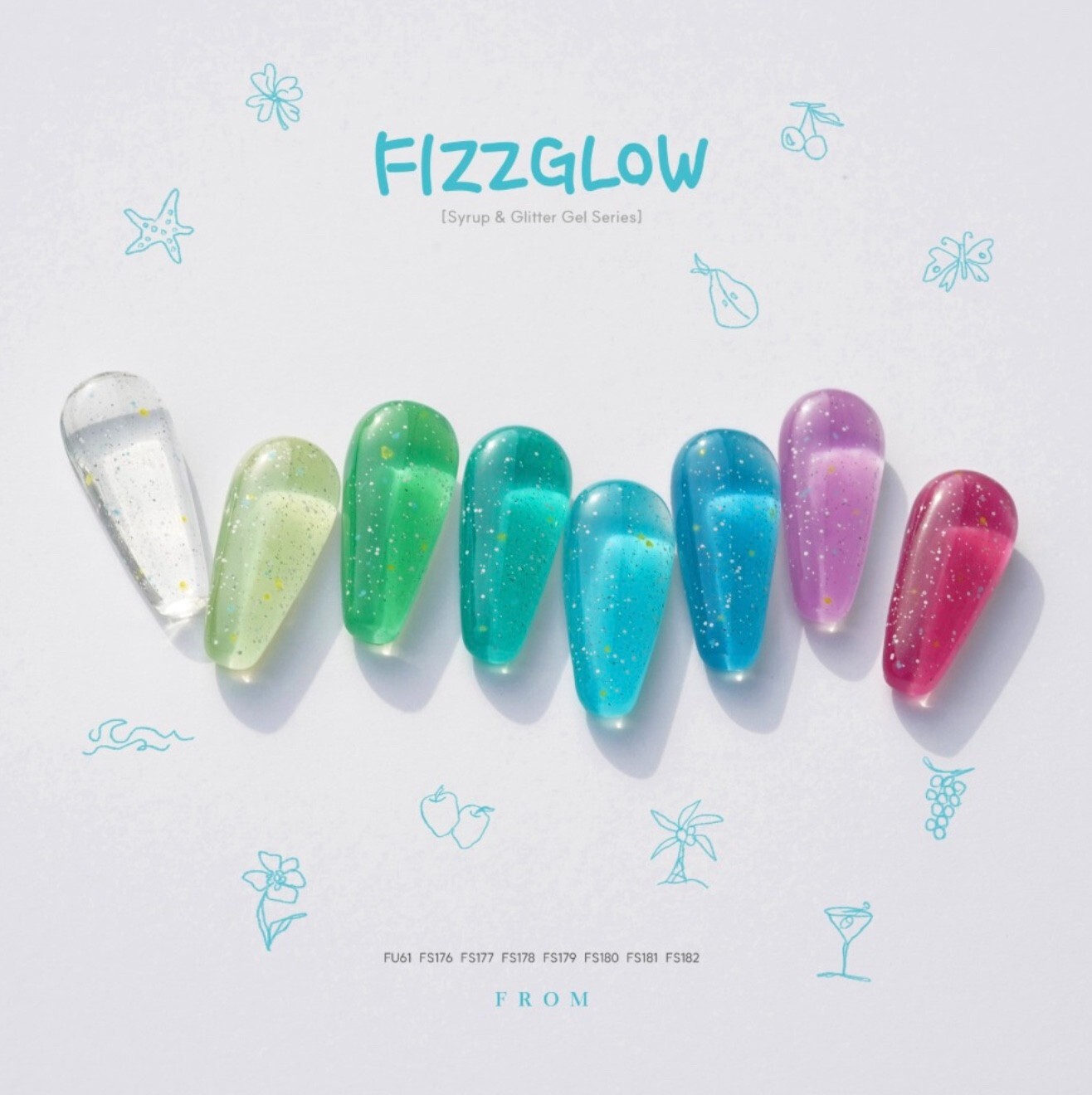 From The Nail Fizz Glow Syrup Gel Glitter - 8 Colors Set High Gloss ...