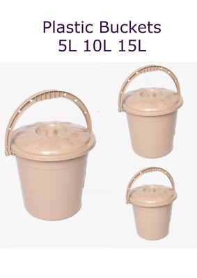 Small Large Plastic Bucket Lid Handle Storage Bucket Bin Container with ...