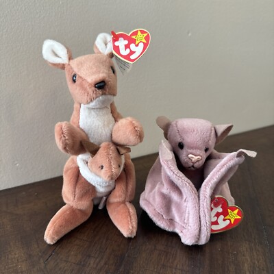 Set Of 2 . Vintage - RARE!!! Ty Batty And Pouch Beanie Babies ...