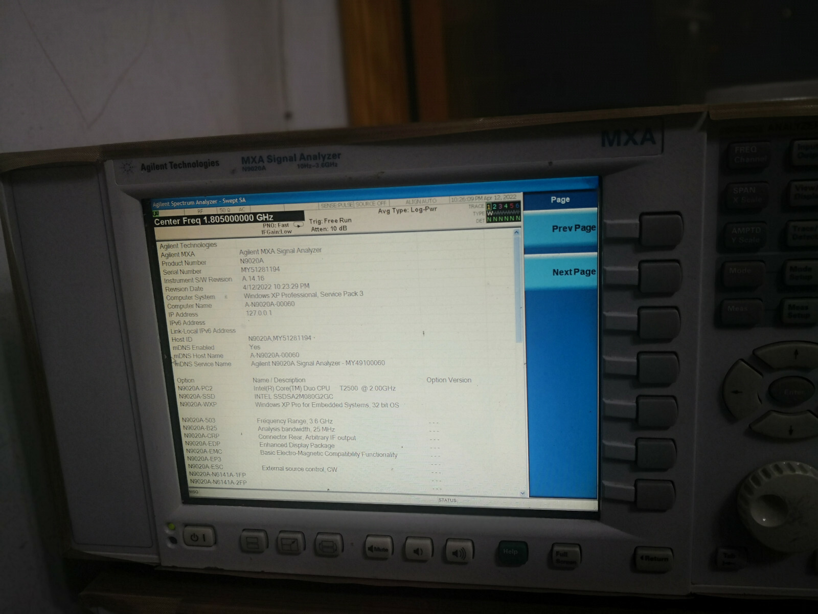 AGILENT / Keysight N9020A MXA Spectrum Analyzers 3.6GHZ XP System ...