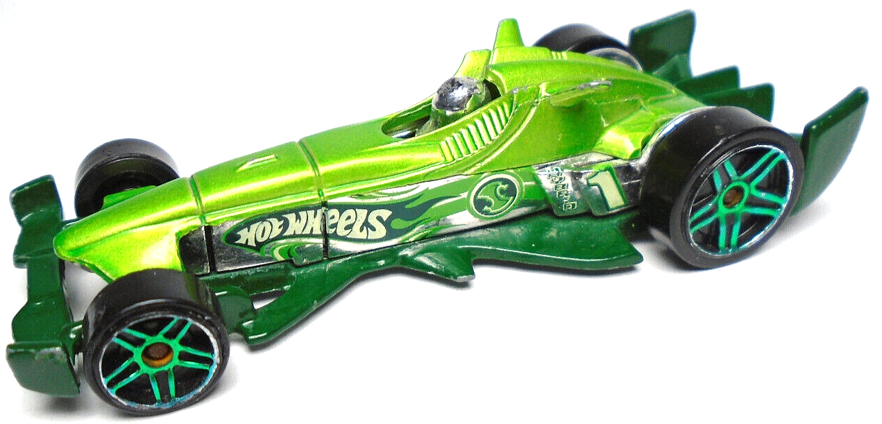2003 HOT WHEELS F-RACER #1 GREEN 1:64 DIECAST 3" RACE CAR WITH SILVER ...