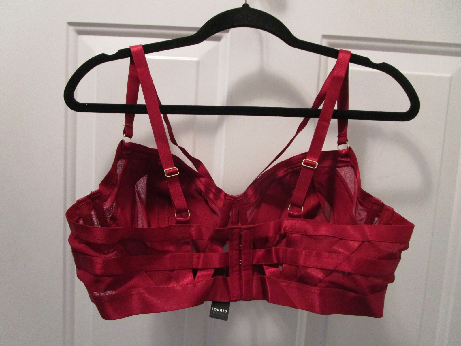 TORRID OVERT STRAPPY MESH UNDERWIRE RED LONGLINE BRA NEW | eBay