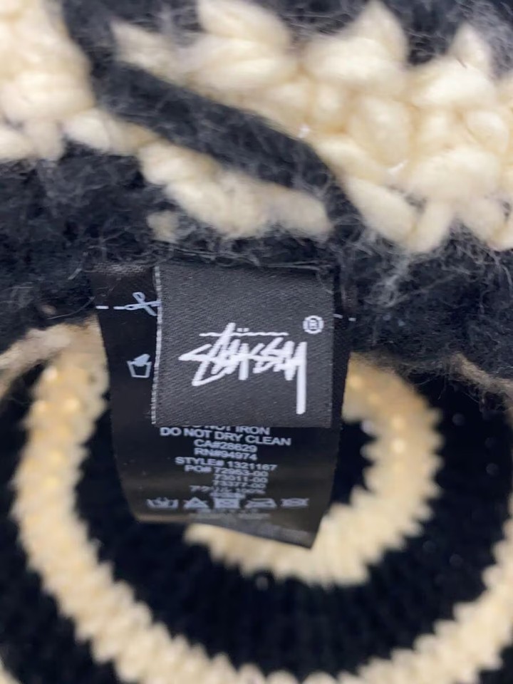 STUSSY Knit Bucket Hat Black Knit Cap Free Acrylic Black Border Men's ...