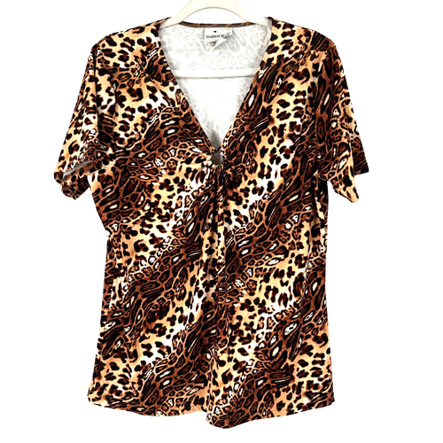 90s Fashion Bug Babydoll Leopard Print Top Women's 14/16 Brown Animal ...