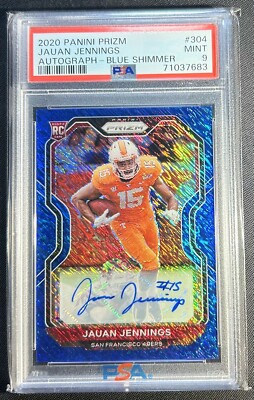 2020 Prizm Jauan Jennings Rookie RC Auto Blue Shimmer /25 PSA 9 49ers ...