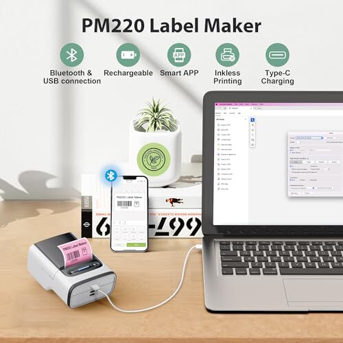 Label Maker Machine with Tape, PM220 Bluethooth Label Printer, Portable ...