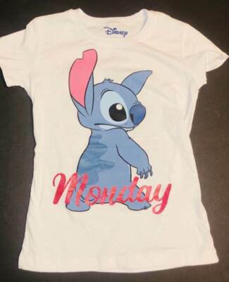 DISNEY STITCH Monday GLITTER Big Girls SHIRT SIZE Small NEW! | eBay