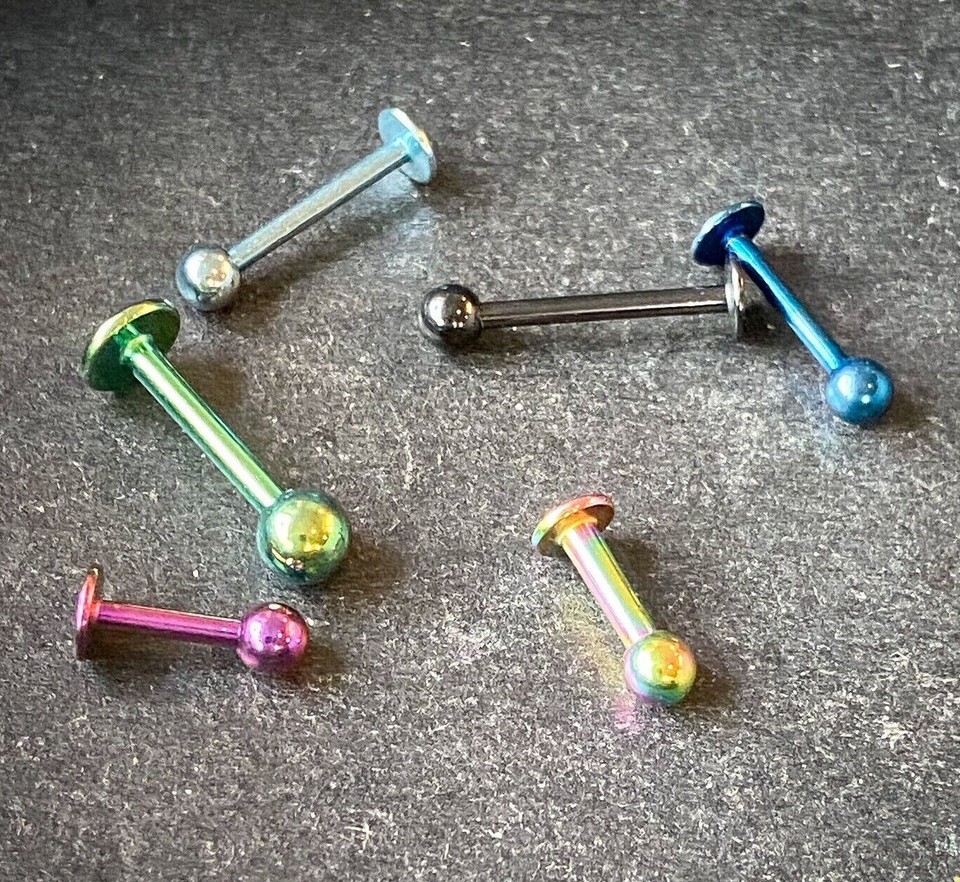 1pc Titanium Ion Plated Ball Labret 316L Surgical Steel Monroe Stud Lip ...