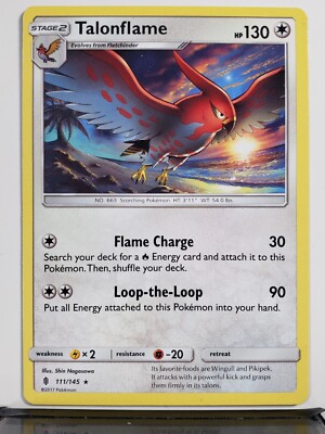 Talonflame 111/145 LP / VLP - Rare Non Holo Guardians Rising Pokemon ...