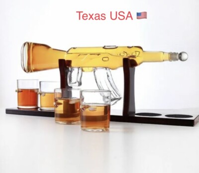 Unique Whiskey Decanter Set Pistol Ak 47 Glass Crystal Bottle Display ...