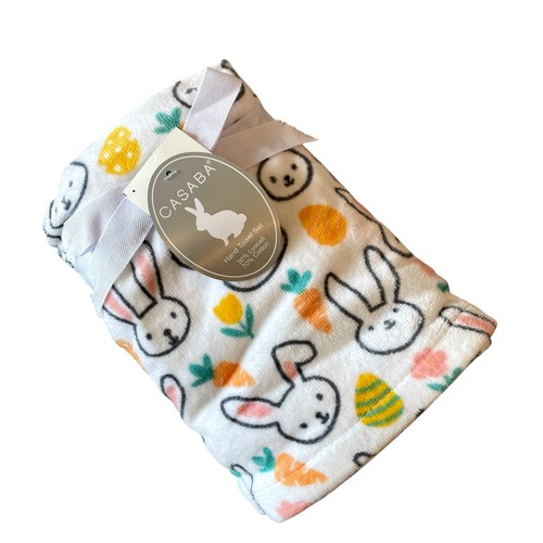 Set of 2 Casaba Easter Bath Hand Towels Multicolor Bunnies Carrots Eggs ...