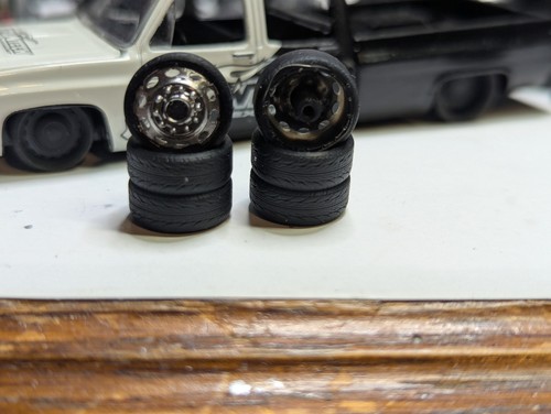 1/64 Scale Custom 3D printed dually Wheels. With Rubber Resin Tires Set ...