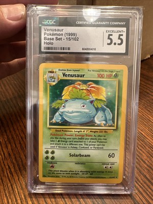 Pokémon TCG Venusaur Base Set Holo Unlimited Rare Card 15/102 CGC ...