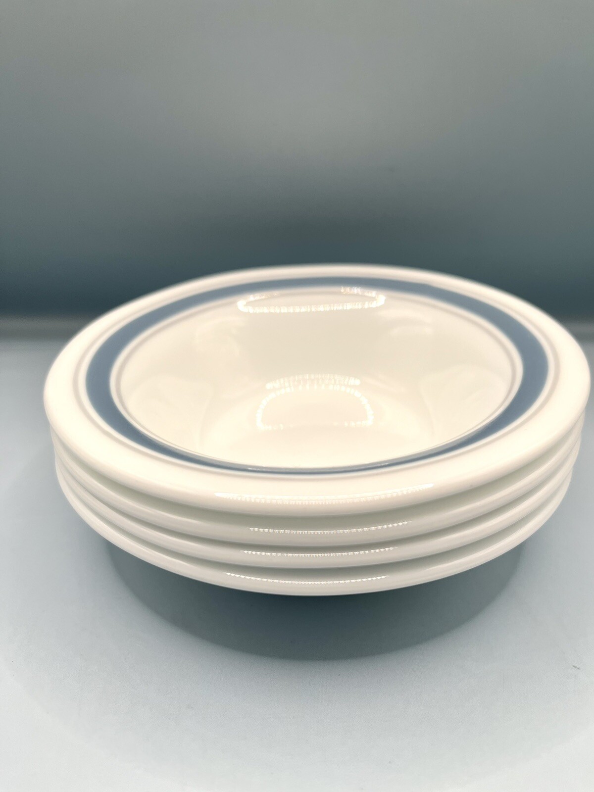 Corelle Indigo Blue & Slate Gray Striped Small Bowl Set Of 4 Vintage | eBay